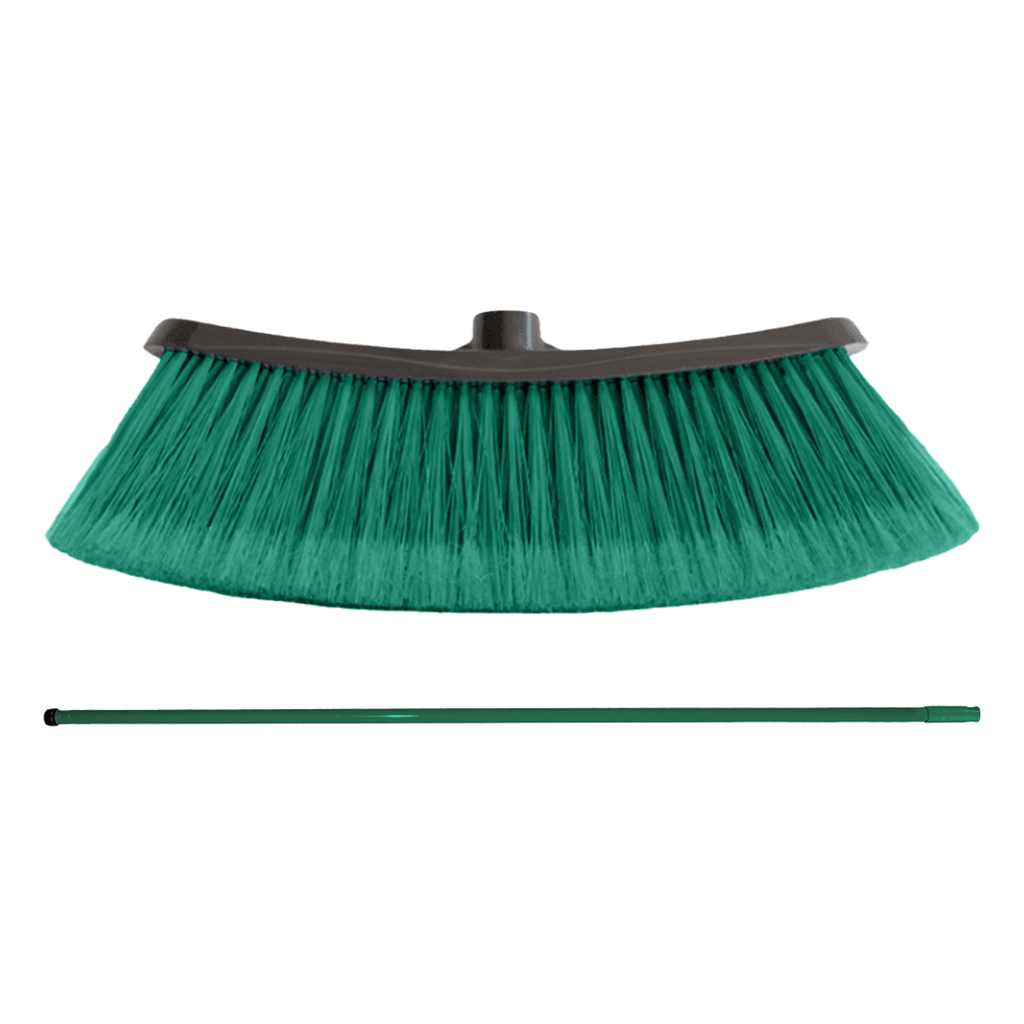 Escoba verde grande, cabo metálico 1.4m | Ferretería en Linea Comelasa.com